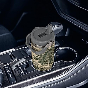 YTLKGFP 30 Oz Large Capacity Car Cup Light Green And Beige Tumbler with Handle Straw Lid Insulated Stainless Steel Water Bottle Travel Mug Leak-proof Car Cup Keeps Cold Or Hot