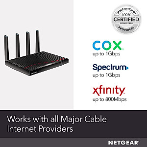 NETGEAR Nighthawk Cable Modem WiFi Router Combo (C7800) - Compatible with Cable Providers Including Xfinity by Comcast, Cox, Spectrum | Cable Plans Up to 2 Gigabits | AC3200 WiFi Speed | DOCSIS 3.1