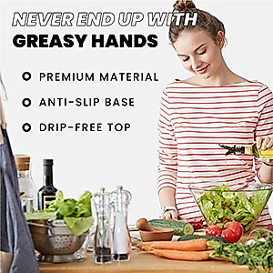 Zeppoli Olive Oil Dispenser Bottle Set - Stainless Steel Rack 2 Pack - Oil & Vinegar Dispenser Set - 4 Removable Dual Spout, Pouring Funnel -17 oz Oil & Vinegar Glass Bottle Set-Oil Cruet for Kitchen