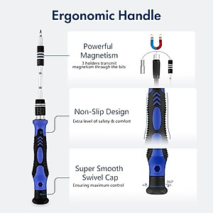 XOOL 62 in 1 Precision Screwdriver Kit, Electronics Repair Tool Kit, Magnetic Driver Kit with Flexible Shaft, Extension Rod for Mobile Phone, Smartphone, Game Console, PC, Tablet