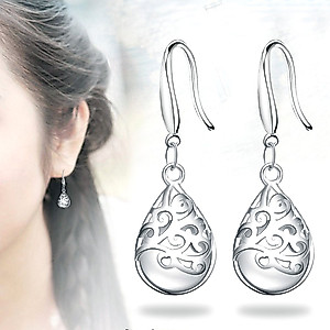 Wishing Tree 925 Sterling Silver Filigree Drop Dangle Earrings for Women (Vogue hook)