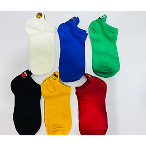 Line b Athletic Running Socks for Women with Cotton, Ankle Athletic Cushioned Sport Socks, Low Cut Socks for Arch Support (6 Pairs), Multicoloured 01, Medium