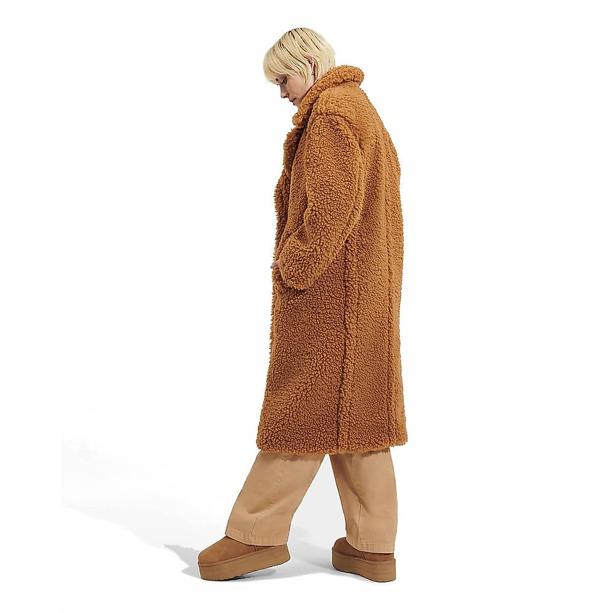 UGG Women's Gertrude Long Teddy Coat, Chestnut, XL