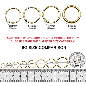 BOGKU 6pcs G23 Titanium Hinged Nose Rings Hoop 20 Gauge 7mm Nose Septum Clicker Segment Rings Cartilage Conch Tragus Helix Rook Hoop Earring Body Piercing Jewelry