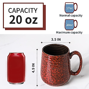 Hasense Large Coffee Mug,Coffee Cup Ceramic for Office and Camping, 20 oz Stoneware Mug for Tea Soup Milk as Gifts, Dishwasher Microwave Safe(Red)