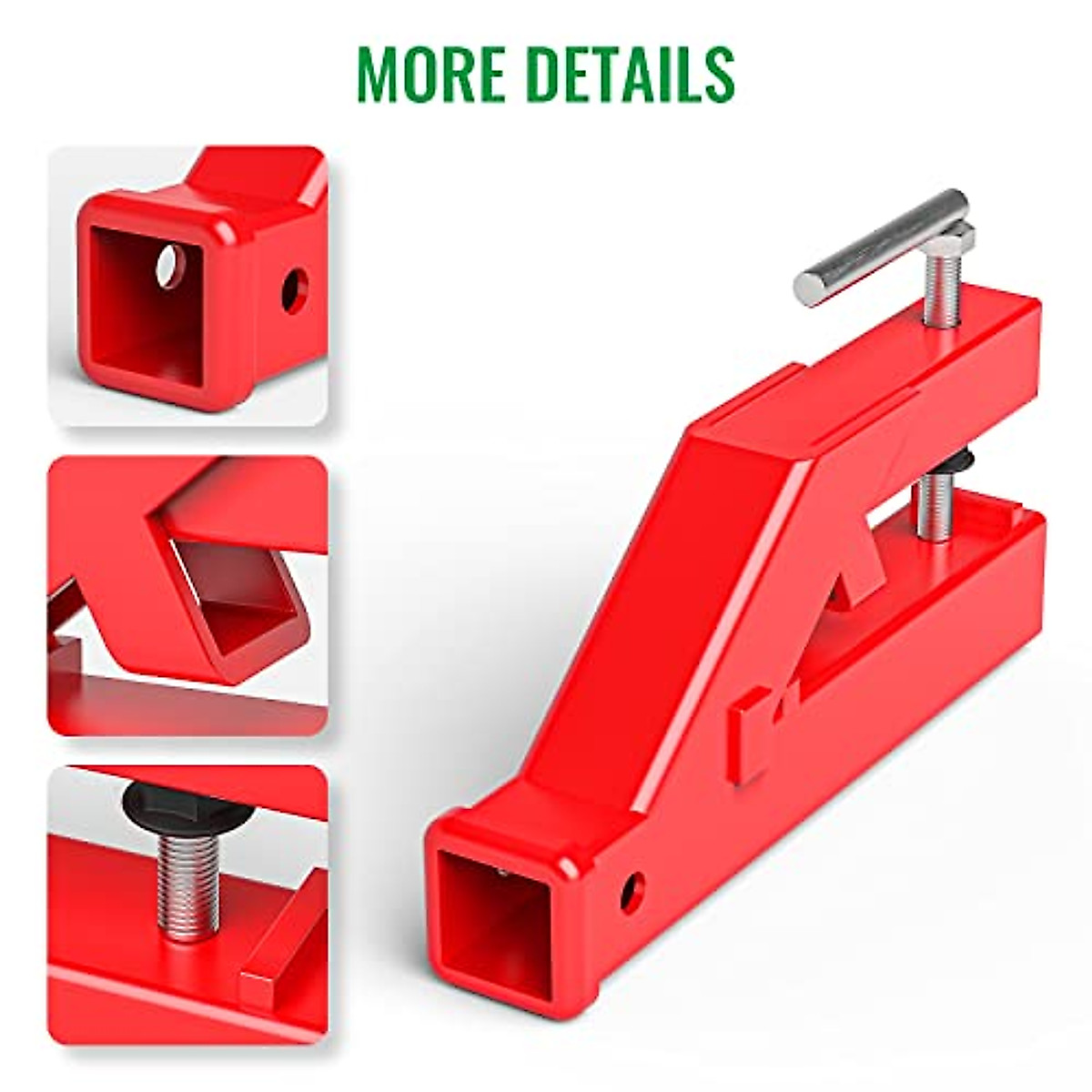 RbhAuto Red Tractor Clamp on Trailer Hitch 2" Ball Mount Receiver, New Upgrade Forklift Bucket Trailer Hitch Attachment, Adapter Compatible with Kubota Deere Bobcat Front Bucket Accessories