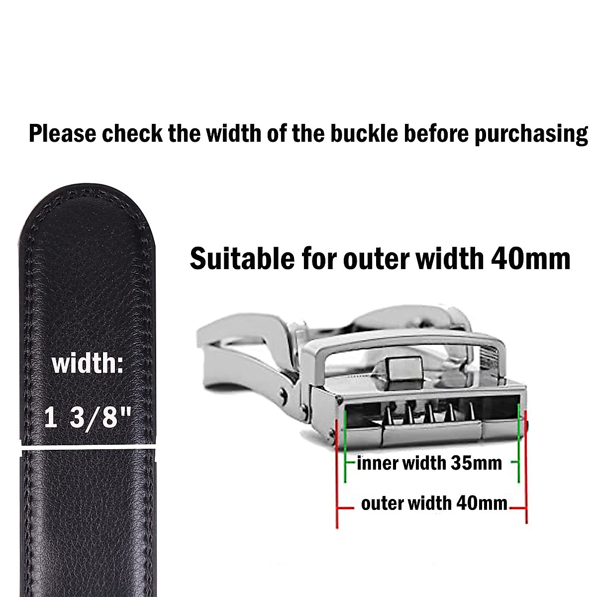 Bleiou 2 Pack Genuine Leather Belt 35''-43''Replacement Leather Belt No Holes Only 1 3/8" Width (Black & Brown)