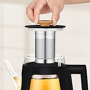 Topwit Electric Kettle, 1.0L Electric Tea Kettle with Removable Stainless Steel Infuser, BPA-Free Electric Glass Kettle with Window, Double Wall Water Warmer, Gooseneck Kettle, Auto-shut Off, Black