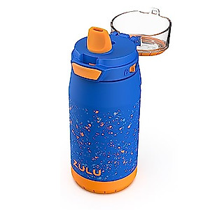 ZULU Kids Flex 12oz Tritan Stainless Steel Insulated Water Bottle with Silicone Spout, Leak-Proof Locking Flip Lid and Soft Touch Carry Loop for School Backpack, Lunchbox, and Outdoor Sports, Blue