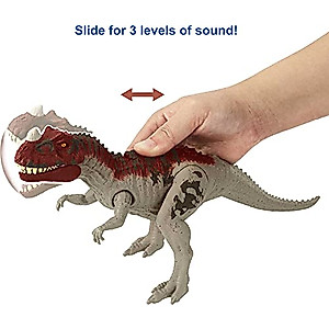 Mattel Jurassic World Camp Cretaceous Roar Attack Ceratosaurus Dinosaur Action Figure Toy with Strike Feature and Sounds