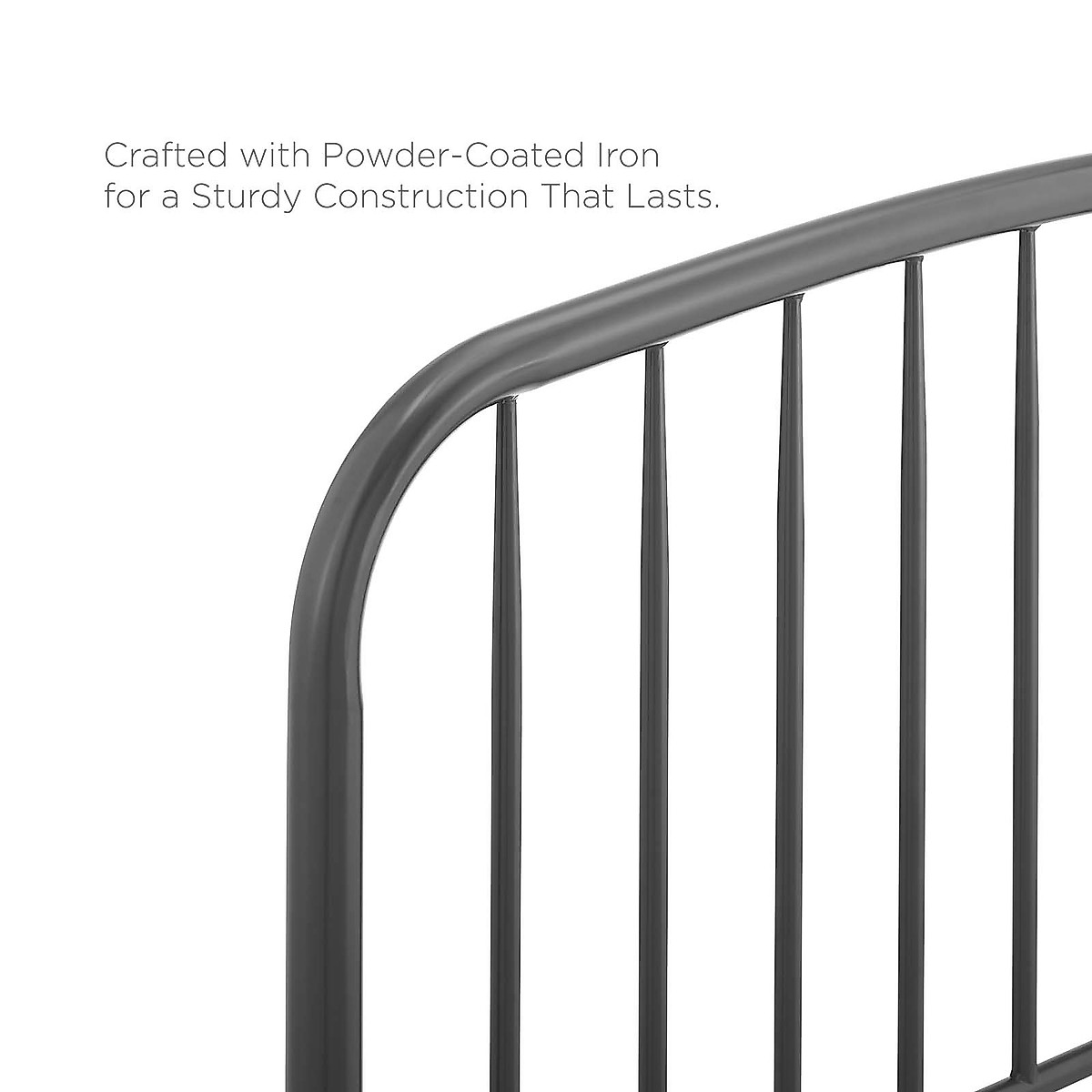 Modway Nova Modern Farmhouse Metal Full Headboard in Gray