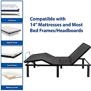 Deep Sleep Enabling Serenity Adjustable Bed Frame Full, Head & Foot Incline, 7 adjustable positions, Wireless Remote, Compact, Zero Gravity Lounge Bed, Electric Bed Base, Easy Assembly - Black