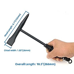 Welding Chipping Hammer with Coil Spring Handle,10.5",Cone and Vertical Chisel/ 10" Wire Brush(Yellow), VASTOOLS Chipping Hammer