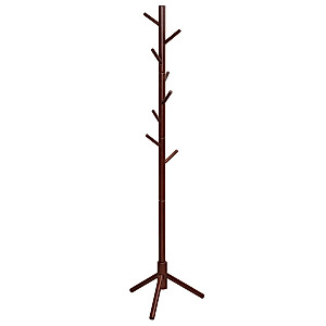 Tangkula Coat Rack Freestanding, Rubber Wood Coat Stand with 8 Hooks, Height Adjustable Entryway Coat Tree Coat Hanger Stand for Home Office Hall Entryway
