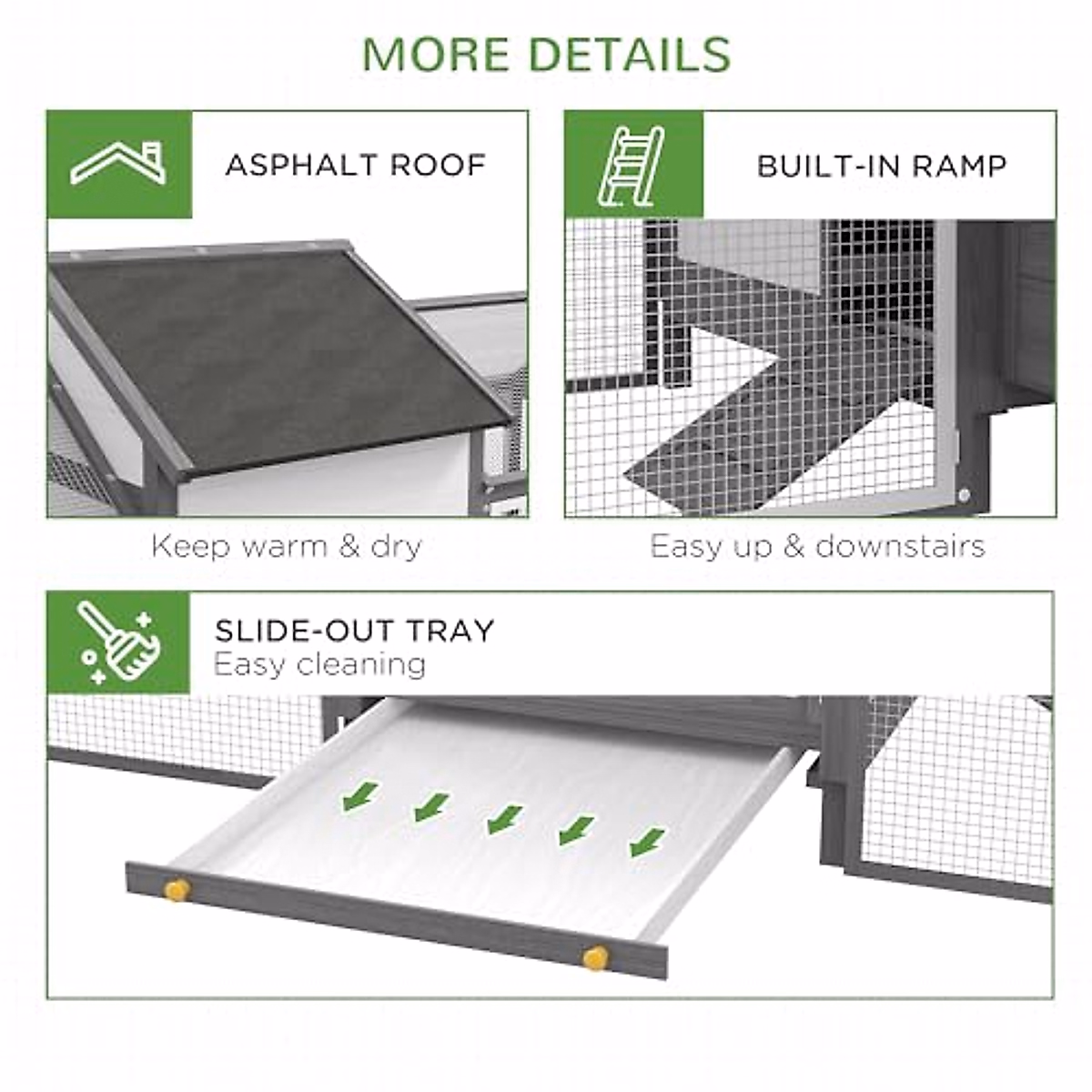 PawHut 100" Chicken Coop Wooden Chicken House Large Rabbit Hutch Poultry Cage Hen Pen Backyard with Double Run, Nesting Box