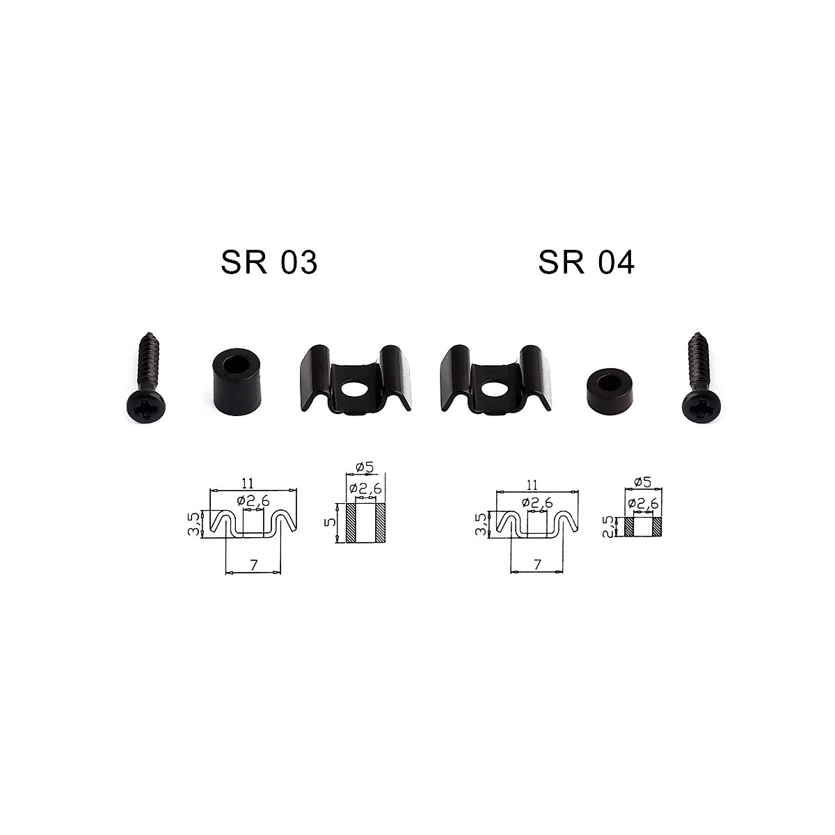 Metallor Guitar String Trees String Retainer Guides Compatible with Strat Tele Style Electric Guitar Bass Parts Replacement Pack of 4pcs with Mounting Screws Black.