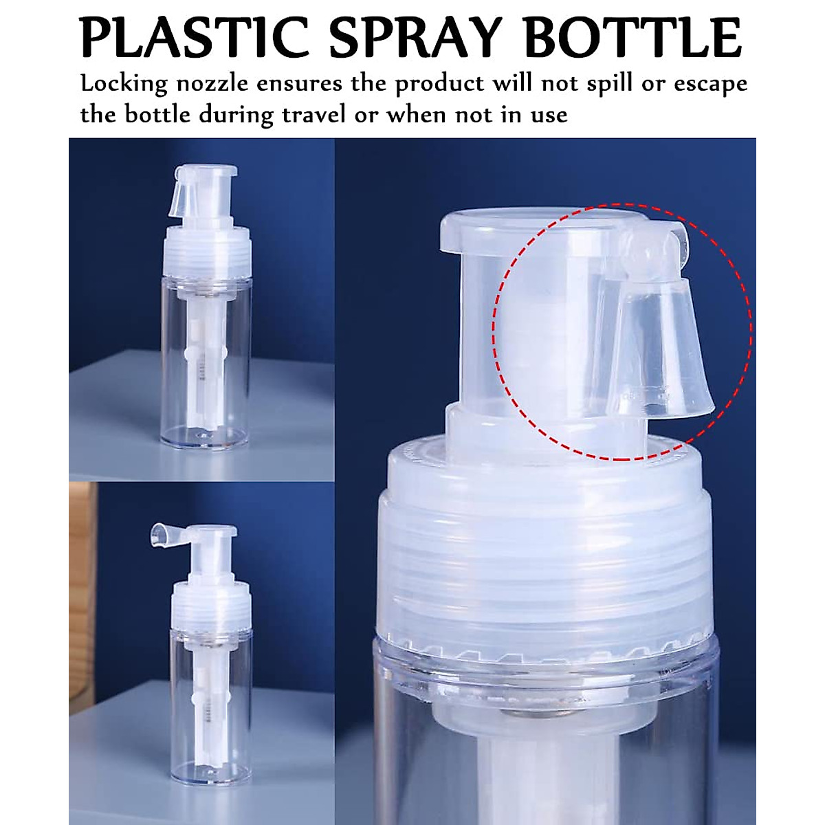 AKOAK 1 Pack 110ml Portable Detachable Travel Spray Bottle Container PET Cosmetics Bottle Transparent Dry Powder Spray Bottle