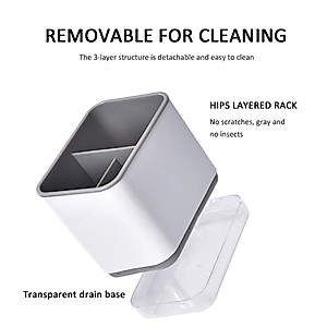 AKOAK 1 Pack Chopstick Holder - Cutlery Storage Box, Sink Cutlery/Spoon/Knife/Fork 3 Compartment with Drain Pipe Ideal Kitchen Organizer