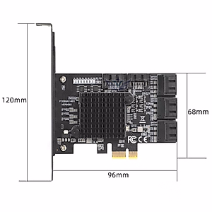 PCIE SATA Cards, Ports SATA III 6Gbps Controller Cards with Low Bracket, PCIE (1X 2X 4X 8X 16X) SATA3.0 Interface Expansion Cards for 7/8/XP/10 for Linux