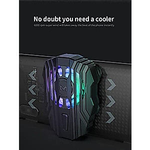 TYROCX Lattest PUBG Mobile Phone USB Cooling Fan Cooler Adjustable Portable Radiator Gaming Holder Heat-Sink for Phone for BGMI Gaming Pubg COD FreeFire With RGB Light(Black)