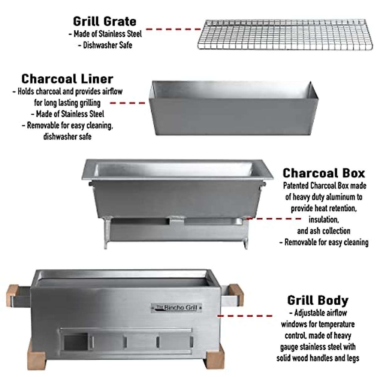 The Bincho Grill MG-168 Yakitori Tabletop Charcoal Griller-Mini Japanese Style Hibachi
