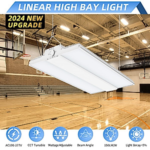 ADUB LED High Bay Light 240W 192W 144W, 1.63FT LED Warehouse Light 3000K 4000K 5000K, 36000LM, 400W LED High Bay Shop Light, 2.2 FT UL Listed LED High Bay Light 0-10V Dimmable