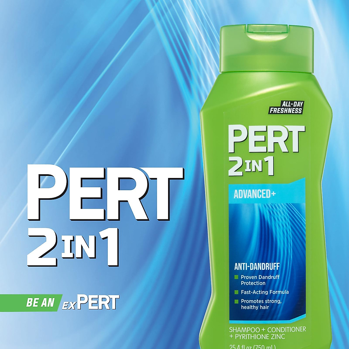 Pert Anti-Dandruff 2 in 1 Shampoo and Conditioner - Advanced Shampoo Conditioner with 2 Percent Salicylic Acid - Dandruff Shampoo with Zinc - 25.4 oz 4 Pack