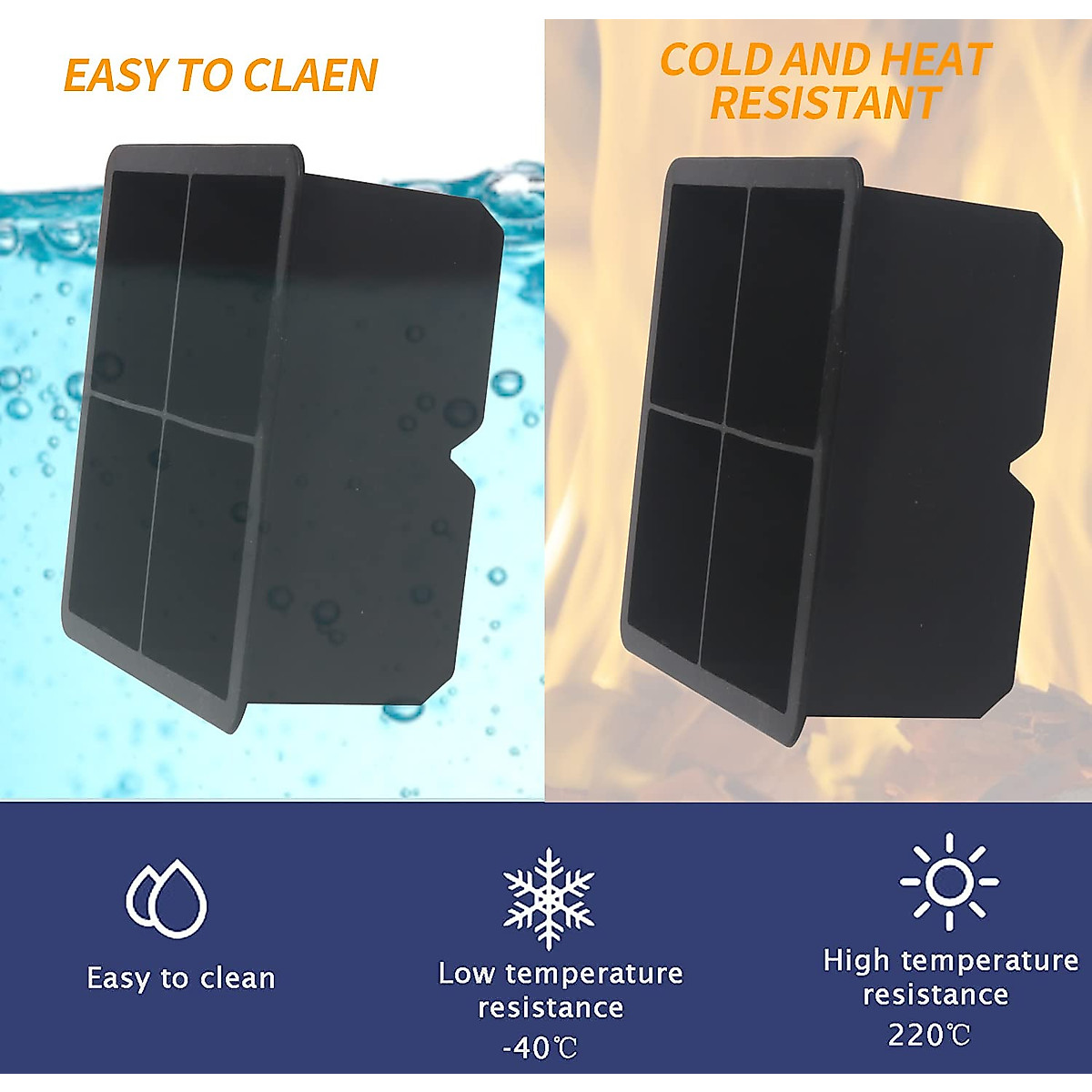 Large Ice Cube Trays Silicone (2.5-Inches) - Giant Cocktail Silicone Ice Maker, Scotch Whiskey Ice Cube, Easy Release Reusable Ice Cubes,Food Grade (Black 2 Tray)