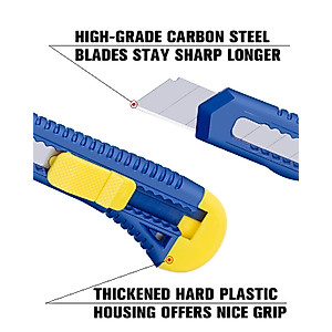 ROTATION Utility Knifes 10-Pack, 18mm Wide Blade Cutter for Boxes, Cartons, Cardboard Cutting, Retractable Box Cutter, Suitable for Office and Home Use