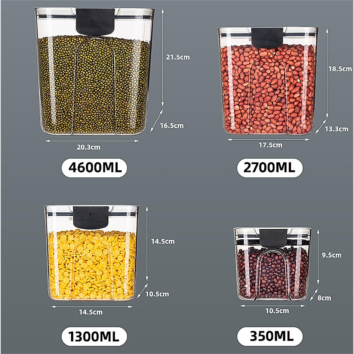 Rcdiouh Baking Storage Set with Labels, Rcdiouh Baking Storage Set, Rcdiouh Containers, Storage Containers with Lids Airtight for Flour, Airtight Food Storage (350ml)