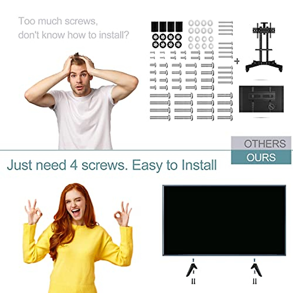 TV Stand Screws and Washers for Onn TV Stand Legs Screws Kit for 24" 40" 48" 50" 55" 58" 60" 65" Onn TV RC439 100012585 100005396 100024699 100021261 Universal TV Stand Screws