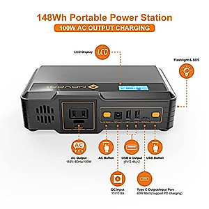 NOVOO Power Bank with AC Outlet, Power Station 100W PD 40000mAh High Capacity Portable Battery Pack for Laptop, Drone, CPAP, Camera, MacBook Pro, Dell XPS, Surface, iPhone, Samsung, iPad and More
