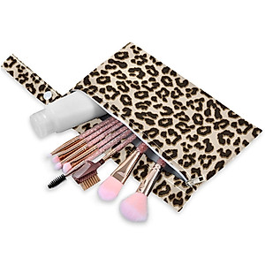 Qilmy 2pcs Leopard Wet Dry Bag Waterproof Reusable Baby Cloth Diaper Wet Dry Organizer for Travel, Beach, Stroller, Diapers, Wet Swimsuits, Toiletries