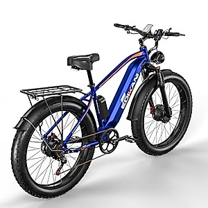 EDIKANI Electric Mountain Bike 26'' Dual Motor 1500W 48V 18Ah Ebike for Adult, 35mph 32 Mileage Pedal Assist 70 Miles Electric Moped, 35° Uphill Hydraulic Brake Fat Tire E Bicycles for Hilly Terrain