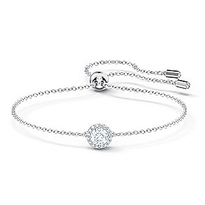 Swarovski Angelic Bracelet with Clear Crystals on a Rhodium Plated Chain with a Bolo Style Adjustable Closure