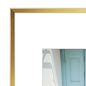 Americanflat Aluminum 11x14 Picture Frame in Gold - Use as 8x10 Picture Frame with Mat or 11x14 Frame Without Mat - Shatter Resistant Glass with Built-in Hanging Hardware for Wall