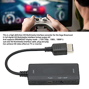 Dilwe 1080P for Dreamcast to HDMI Converter, for Dreamcast HDMI Adapter, with USB Power Cable, HD Cable for Dreamcast to HDTV, Only Work with VGA Compatible Games