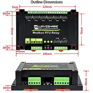 Waveshare Industrial Modbus RTU 8-Ch Relay Module with RS485 Bus, Multi Isolation Protection, 5V Voltage