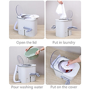 Portable Mini Washing Machine Non Electric, Compact Hand Crank Foot Pedal Rotary Washer, Manual Clothes Wringer, Labor-Saving Laundry Alternative, Mobile Clothes Washer for Dormitory, Apartment, RV
