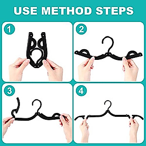 12 PCS Travel Hangers,Portable Folding Clothes Hangers,Black Foldable Hangers Lightweight Travel Accessories,Non-Slip Folding Hangers for Clothes,Foldable Clothes Drying Rack for Travel and Home