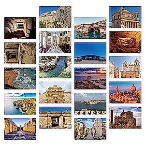 Dear Mapper Malta Vintage Landscape Postcards Pack 20pc/Set Postcards from Around the World Greeting Cards for Business World Travel Postcard for Mailing Decor Gift