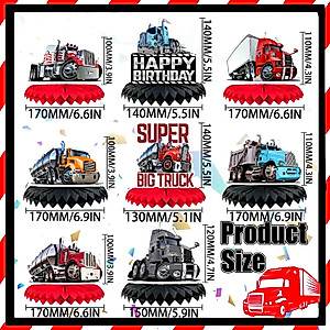 LIANGSS 8-Piece Heavy Duty Truck Theme Party Honeycomb Centerpieces for Kids-Semi Truck Theme Party, Baby Shower Party, Birthday Party, Traffic Party Honeycomb Tabletop Decorations for Boys and Girls