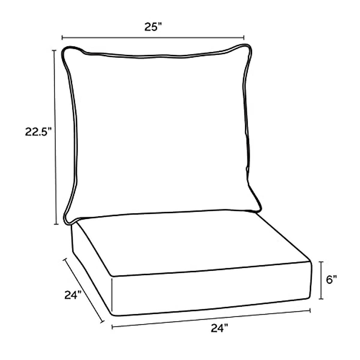 Arden Selections Oceantex Outdoor Deep Seating Cushion Set 24 x 24, Seafoam Green