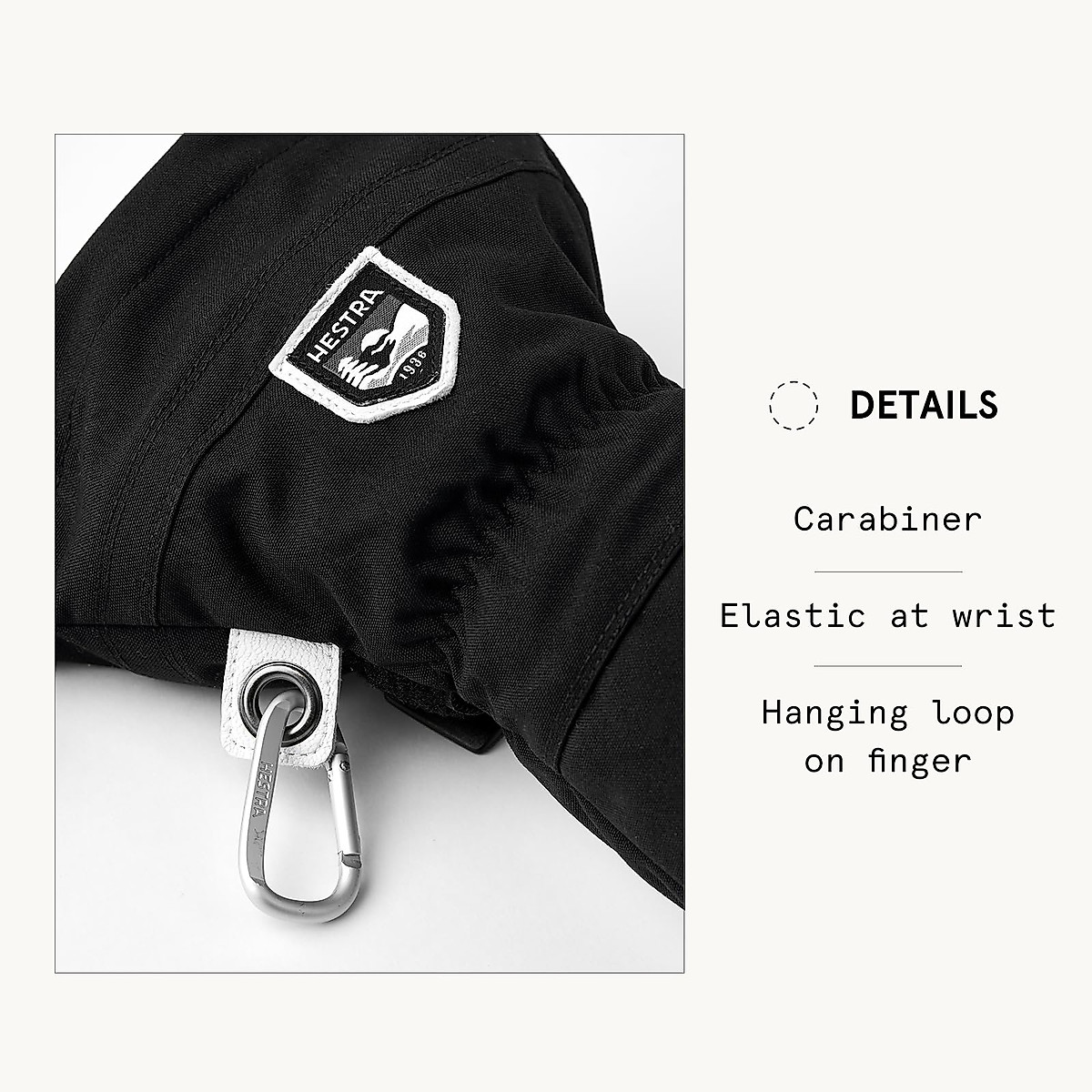 Hestra Army Leather Heli Ski Glove - Classic Snow Mitten for Skiing, Snowboarding and Mountaineering, Black, 7