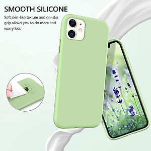 GUAGUA iPhone 11 Case Liquid Silicone Soft Gel Rubber Slim Lightweight Microfiber Lining Cushion Texture Cover Shockproof Protective Anti-Scratch Phone Case for iPhone 11 6.1-inch 2019 Matcha Green
