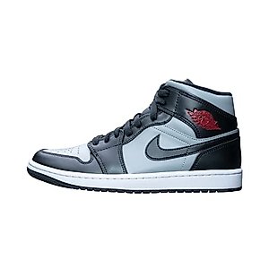 Nike Men's Air Jordan 1 Mid Shoes, Black/Gym Red-particle Grey, 9