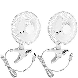 JOEY'Z 6 INCH - 2 Speed - Adjustable Tilt, Whisper Quiet Operation Clip-On-Fan with 5.5 Foot Cord and Steel Safety Grill (2, 6" Fan with 5 FT Cord)