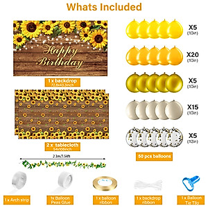 Sunflower Birthday Party Decorations Supplies Sunflower Balloon Garland Kit Include Backdrop Banner Sunflower Tablecloths Balloons Garland for Sunflower Theme Birthday Party Wedding Baby Shower Decor