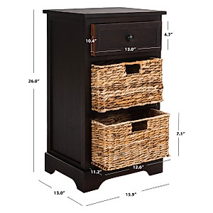 SAFAVIEH Home Collection Carrie Brown/ Natural Wicker 3-Drawer Storage Nightstand Side Table (Fully Assembled)
