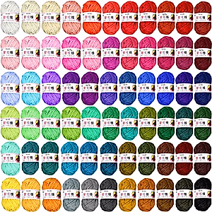 Timtin 66 Rolls Yarn Skeins for Knitting 2887 Yards Acrylic Soft Crochet Yarns Assorted Colors Mini Knitting and Crochet Project